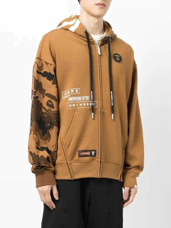 Aape By *A Bathing Ape® Graphic-Print Zip-Up Hoodie In Brown - 30