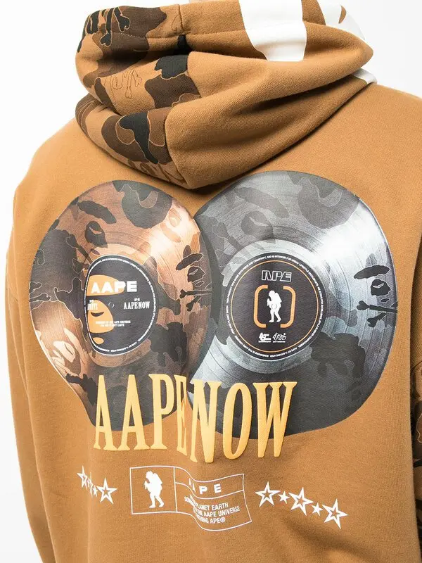 Aape By *A Bathing Ape® Graphic-Print Zip-Up Hoodie In Brown - 30