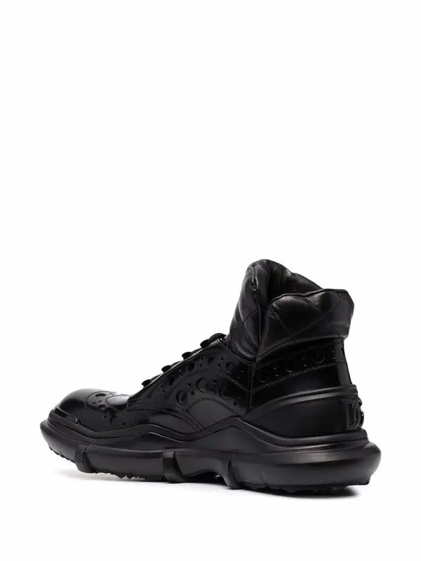 Dolce & Gabbana Quilted Ankle Boots With Brogue Detail