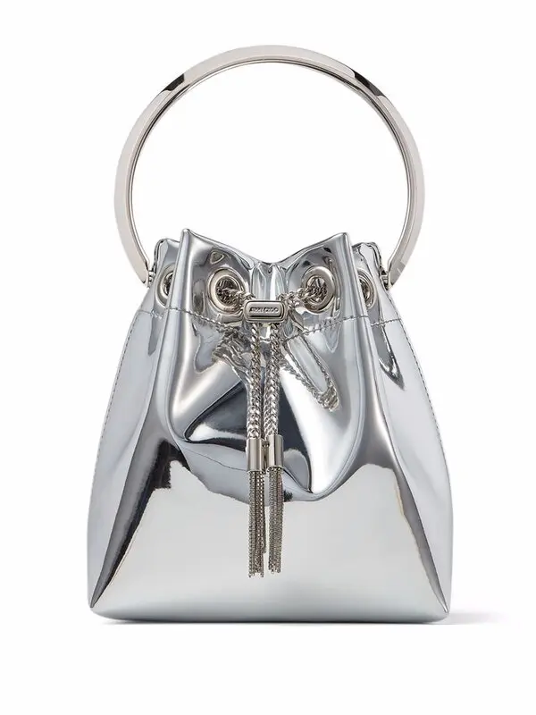 JIMMY CHOO Bon Bon Metallic-effect Bucket Bag