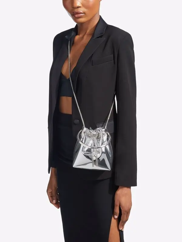JIMMY CHOO Bon Bon Metallic-effect Bucket Bag