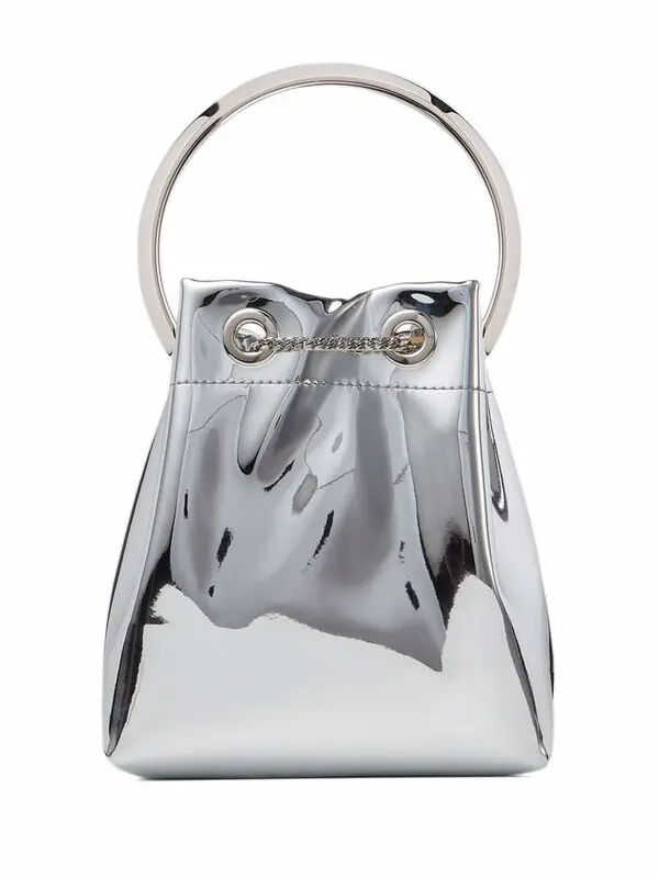 JIMMY CHOO Bon Bon Metallic-effect Bucket Bag