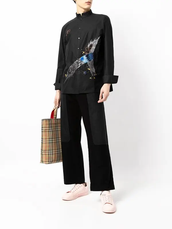 Shiatzy Chen Embroidered Mandarin-collar Cotton Shirt