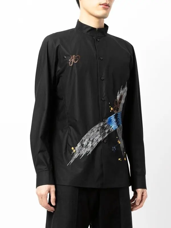Shiatzy Chen Embroidered Mandarin-collar Cotton Shirt