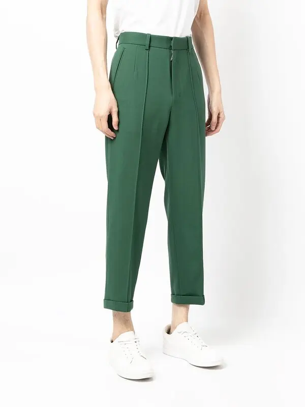Shiatzy Chen Pressed Crease Wool Tailored Trousers