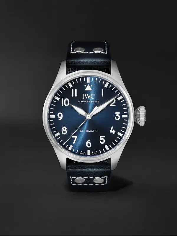 IWC SCHAFFHAUSEN Big Pilot's Automatic 43mm Stainless Steel And Leather Watch - Blue
