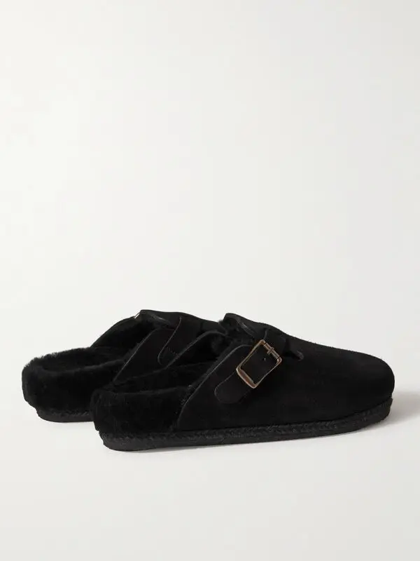Yuketen Bostonian Suede Black Clogs Yuketen - Bostonian Shearling-Lined Suede Clogs - Black Yuketen main image 2