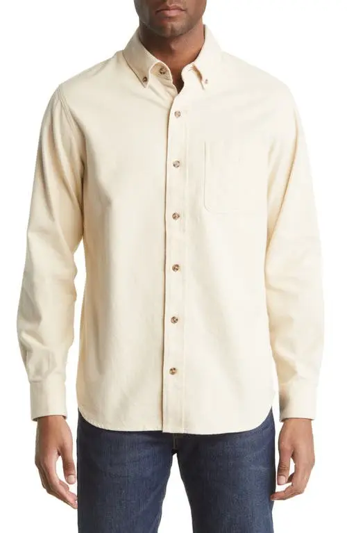 SCHOTT Heather Flannel Long Sleeve Button-up Shirt - Oatmeal