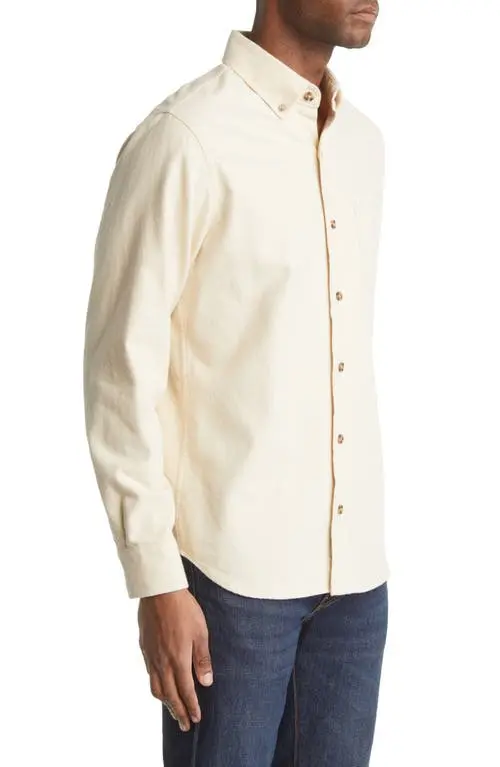 SCHOTT Heather Flannel Long Sleeve Button-up Shirt - Oatmeal