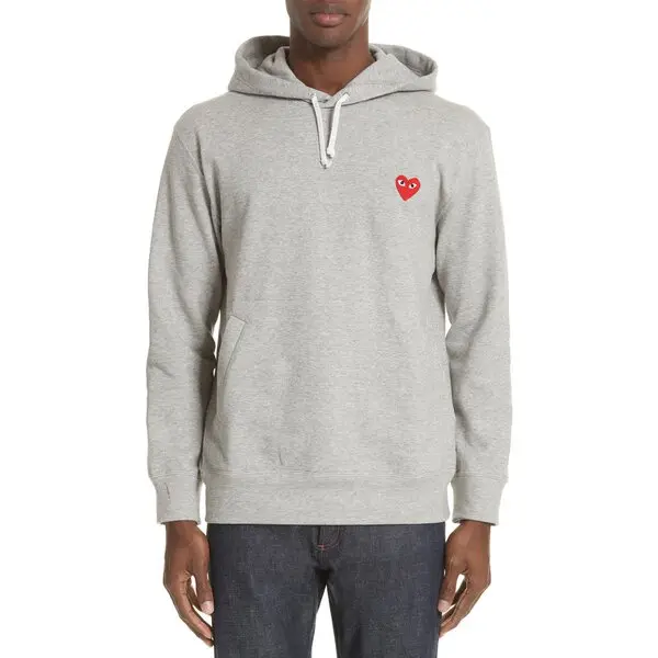 Comme Des Garçons Heart Appliqué Hoodie - Grey