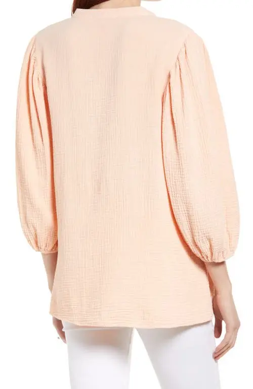 MATERNAL AMERICA Puff Sleeve Maternity Blouse - Peach