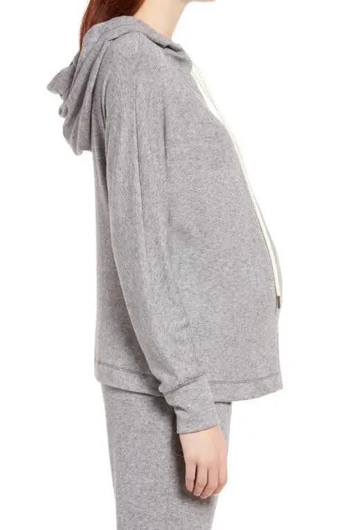 MATERNAL AMERICA Knit Maternity Hoodie - Heather Charcoal