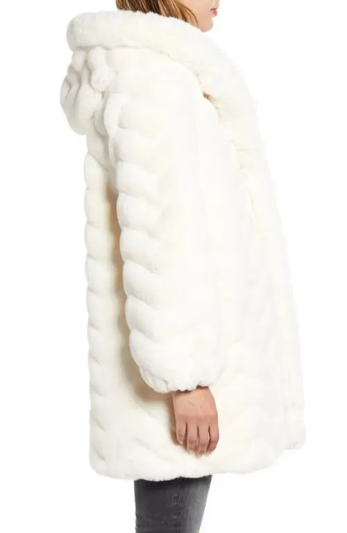 Gallery Grooved Faux Fur Hooded Jacket - Cream