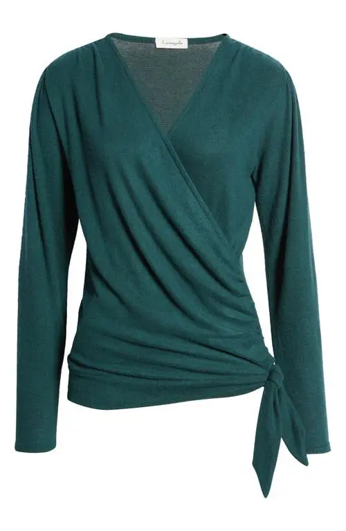 Loveappella Long Sleeve Faux Wrap Top