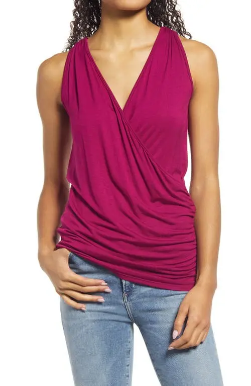 Loveappella Faux Wrap Tank - Magenta