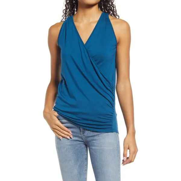 Loveappella Faux Wrap Tank - Teal