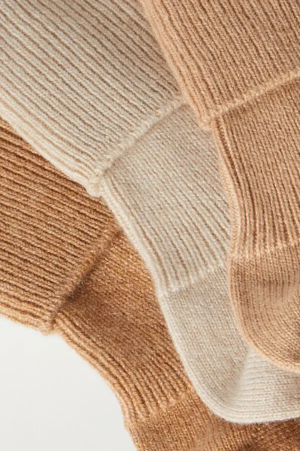Johnstons Of Elgin Set Of Three Ribbed Cashmere-blend Socks - Neutrals