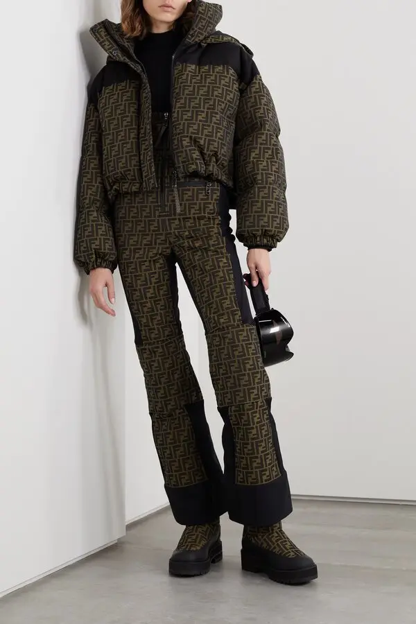 Fendi Hooded Quilted Coated Canvas-jacquard Down Ski Jacket