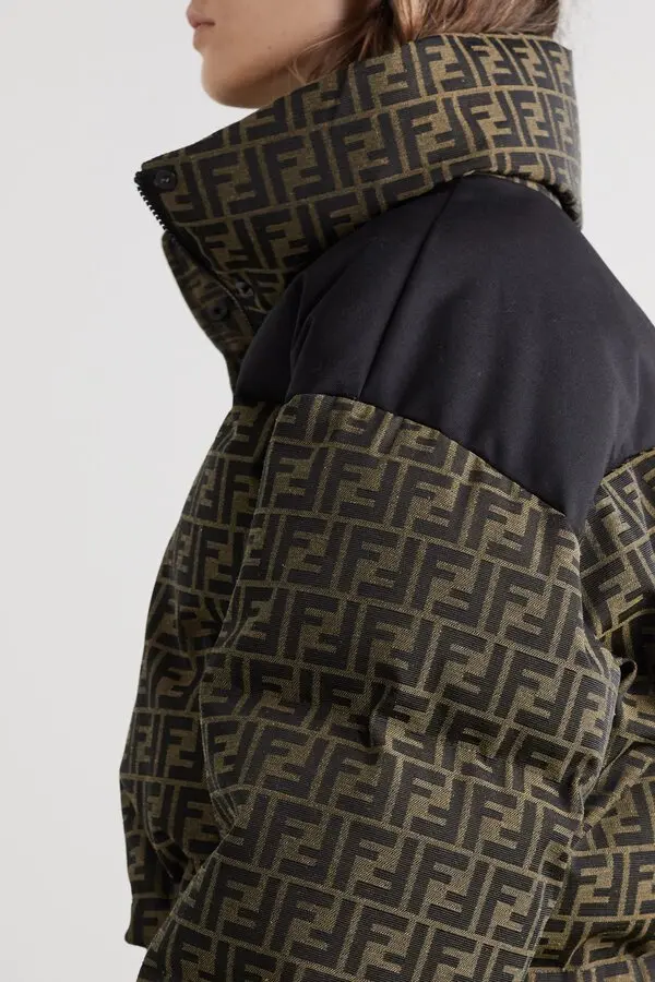 Fendi Hooded Quilted Coated Canvas-jacquard Down Ski Jacket