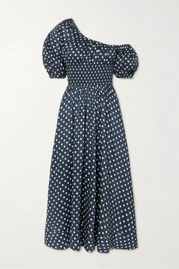 knee length dresses for ladies Sage Green Polka Dot Midi Dress | Cotton Linen Blend | V-Neck main image 1