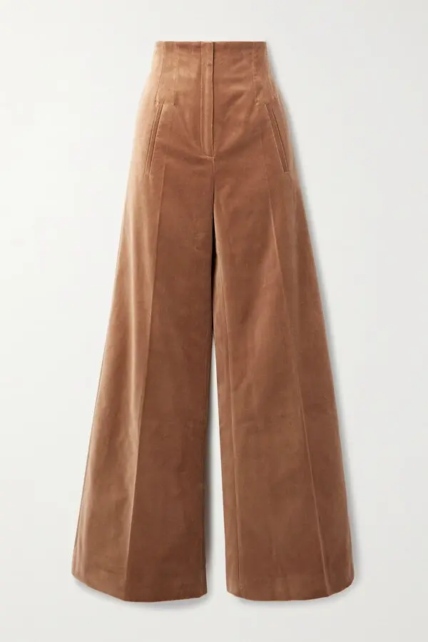 Anna Mason Beau Cotton-velvet Wide-leg Pants