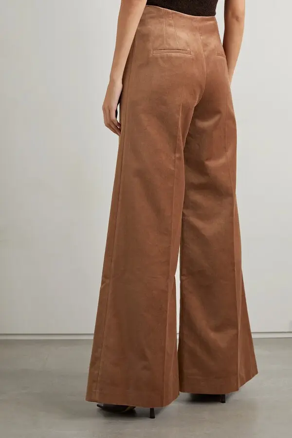 Anna Mason Beau Cotton-velvet Wide-leg Pants