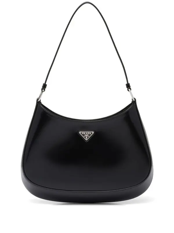 Prada Cleo Brushed Leather Shoulder Bag - Black