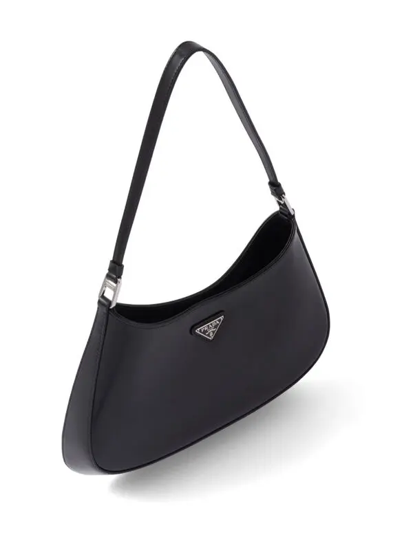 Prada Cleo Brushed Leather Shoulder Bag - Black