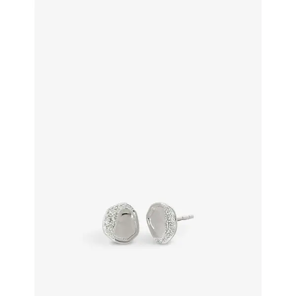 Monica Vinader Riva Shore Diamond And Recycled Sterling Stud Earrings - Silver