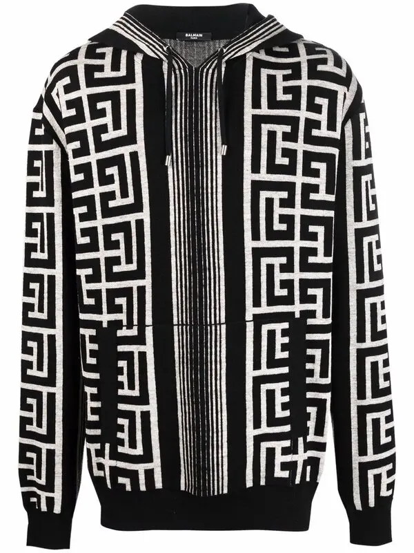 Balmain Monogram Hoodie - Black