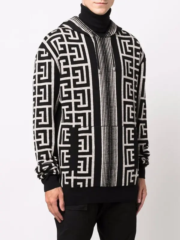 Balmain Monogram Hoodie - Black