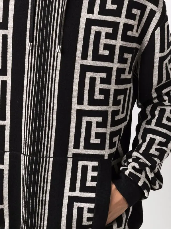 Balmain Monogram Hoodie - Black