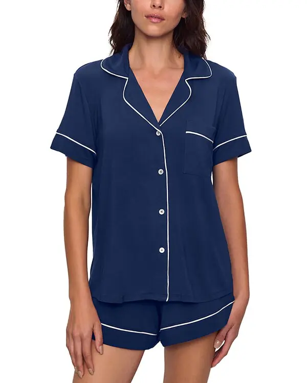 Eberjey Gisele Relaxed Short Sleeve Top & Shorts - Navy/ivory