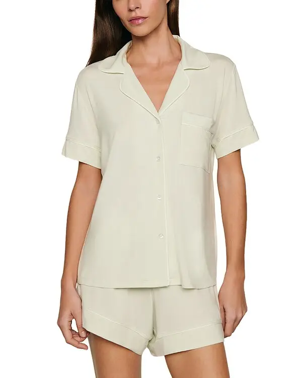 Eberjey Gisele Relaxed Short Sleeve Top & Shorts - Seafoam/ivory