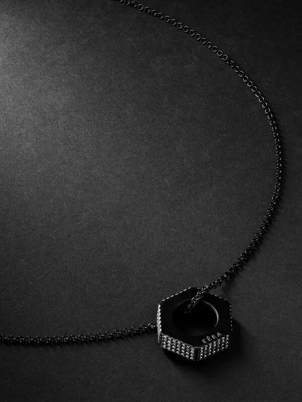 EERA Bullone Diamond Pendant Necklace - Black