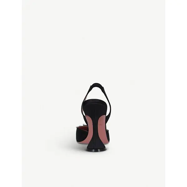 Amina Muaddi Begum Slingback Satin Heels - Black