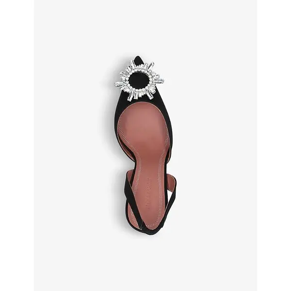 Amina Muaddi Begum Slingback Satin Heels - Black