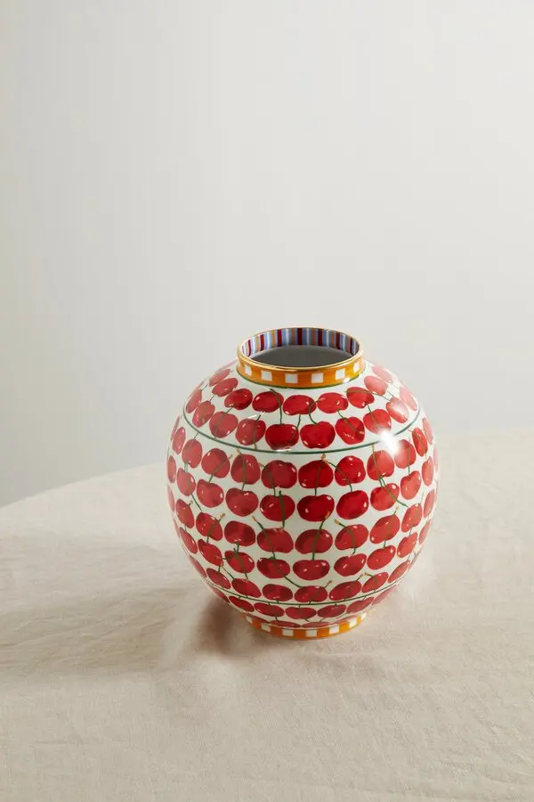 La DoubleJ Bubble Gold-plated Porcelain Vase - Red