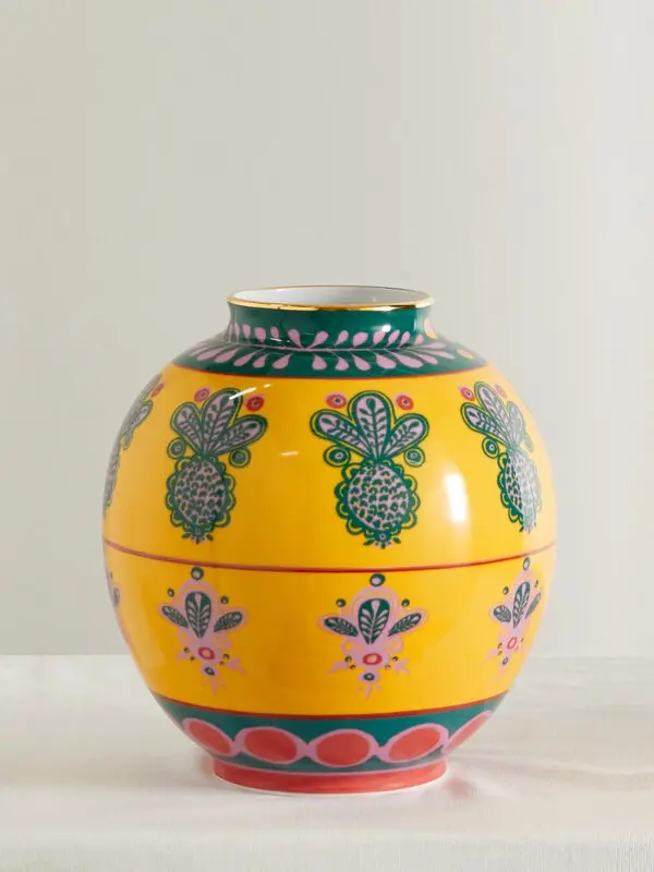La DoubleJ Bubble Gold-plated Porcelain Vase - Yellow