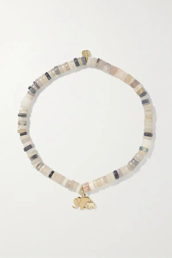 SYDNEY EVAN Elephant Family Opal And Diamond Bracelet - Gold