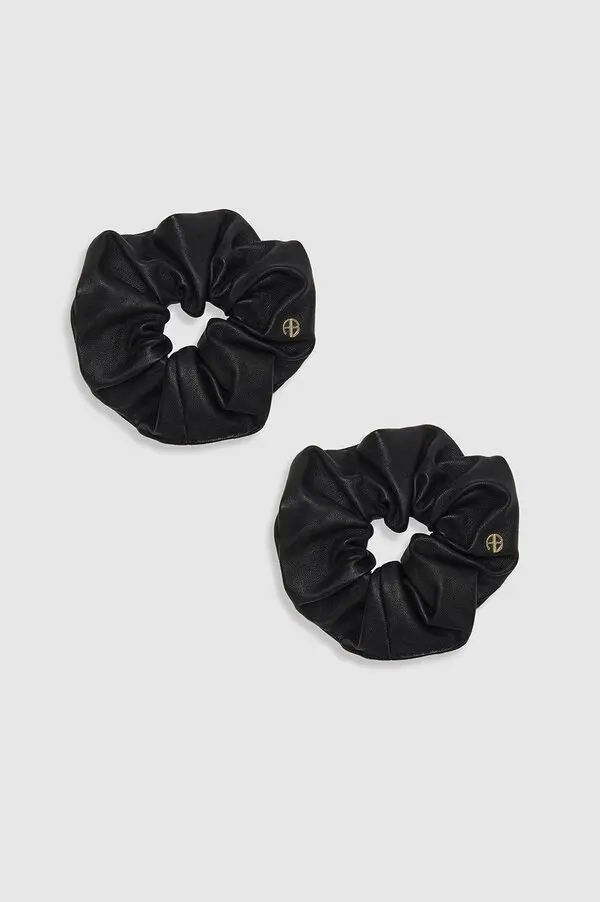 Anine Bing Large Gwinn Scrunchie 2 Pack - Black | Editorialist display picture 1