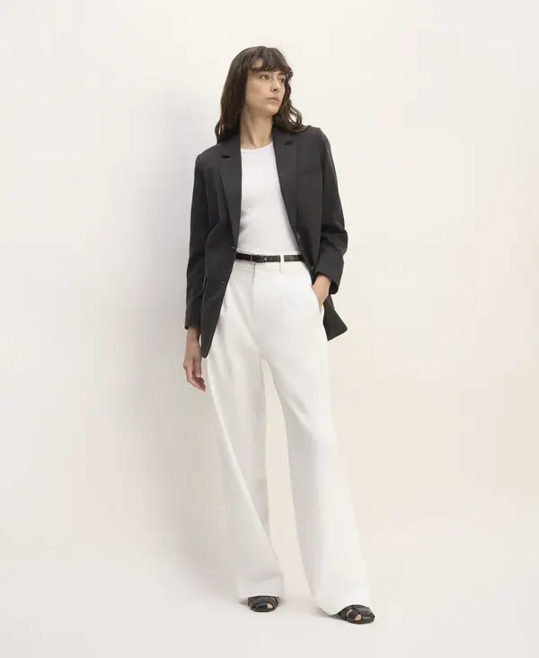 Everlane Draper Pleated Wide Leg Pant - White