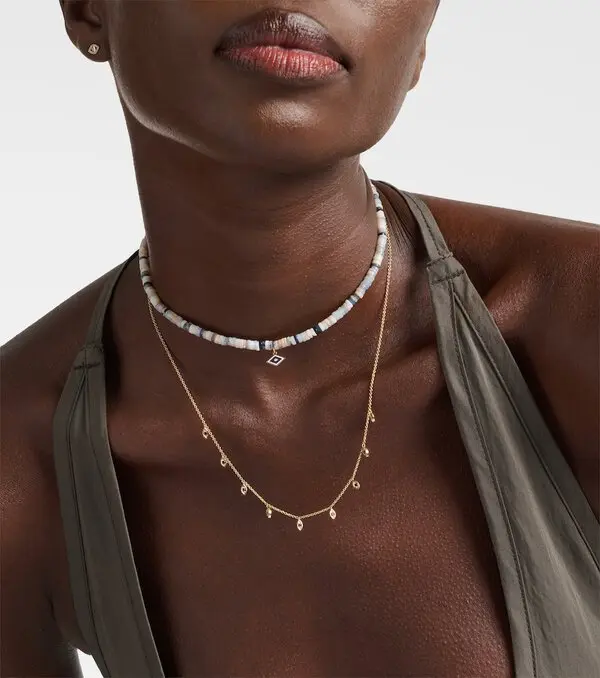 SYDNEY EVAN 14kt Yellow Gold Beaded Choker With Diamond