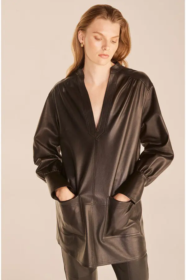 Rebecca Taylor Vegan Leather Tunic Dress