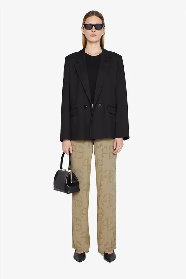 ANINE BING Owen Pant Celadon Monogram Print