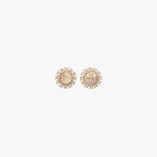 Tory Burch Moondance Crystal Stud Earrings - Tory Gold/pink