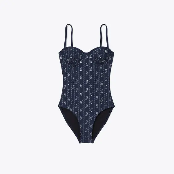 Tory Burch Balconette One-piece Swimsuit - Blue Paisley