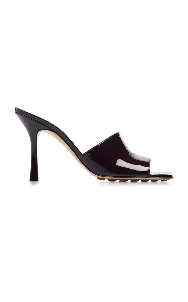 Bottega Veneta Stretch Patent Leather Slide Sandals - Burgundy