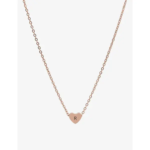 LITTLESMITH Personalised Initial Heart Bead Necklace - Gold