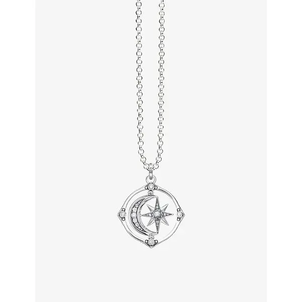 THOMAS SABO Star & Moon Spinning Necklace - White